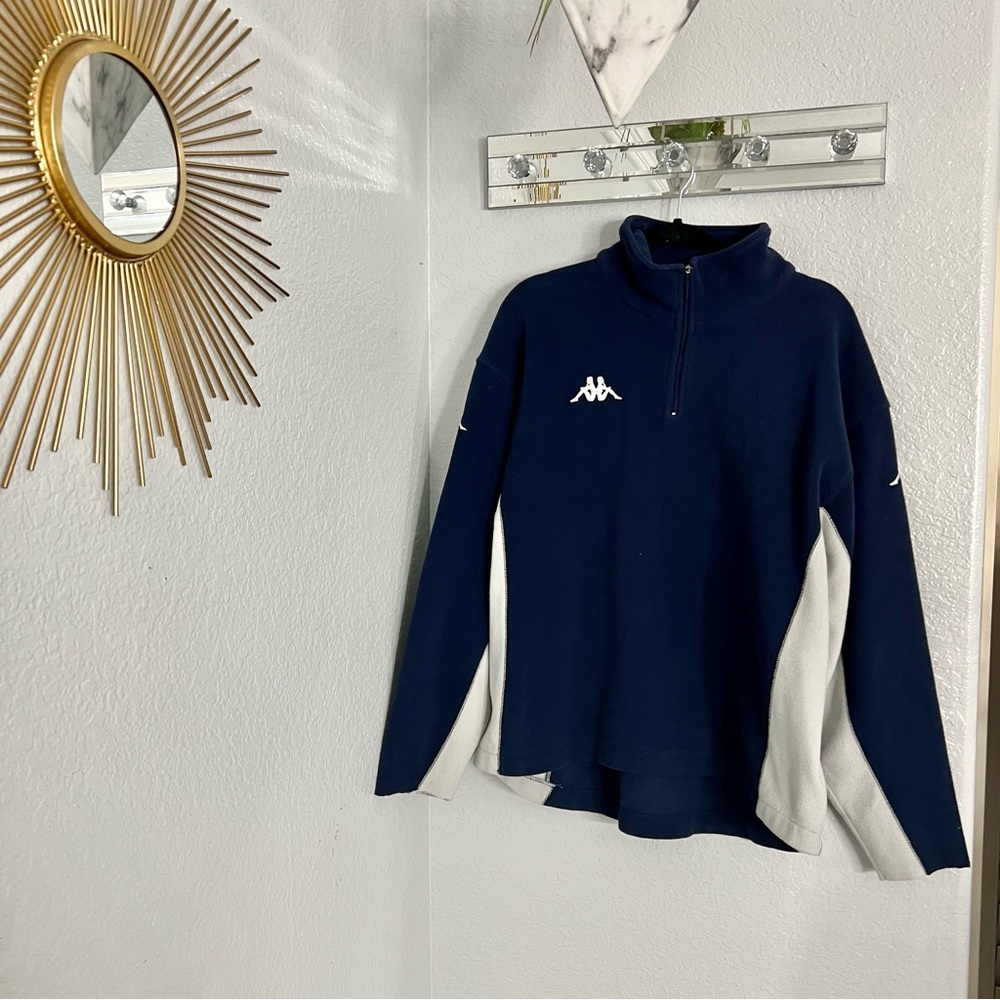 Vintage Kappa Blue And Grey Turtleneck Fleece Size Xl - Gem